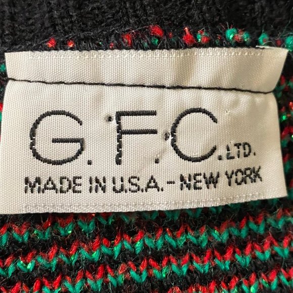 G.F.C. | Sweaters | Vintage 98s Floral Sweater Gfc Size Medium Metallic Yarn Roses Red And Green ...